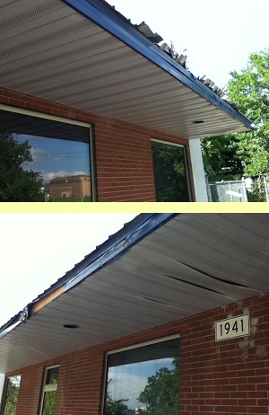 Damaged Metal Awning - Roof and Fascia Repairs